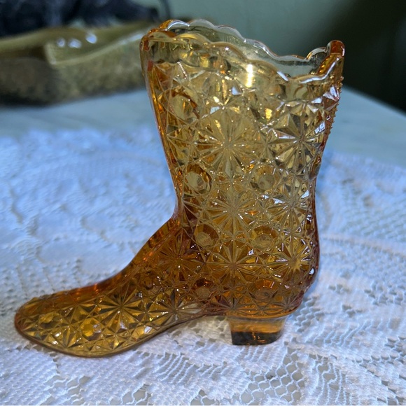 Accents | Amber Fenton Glass Boot | Poshmark